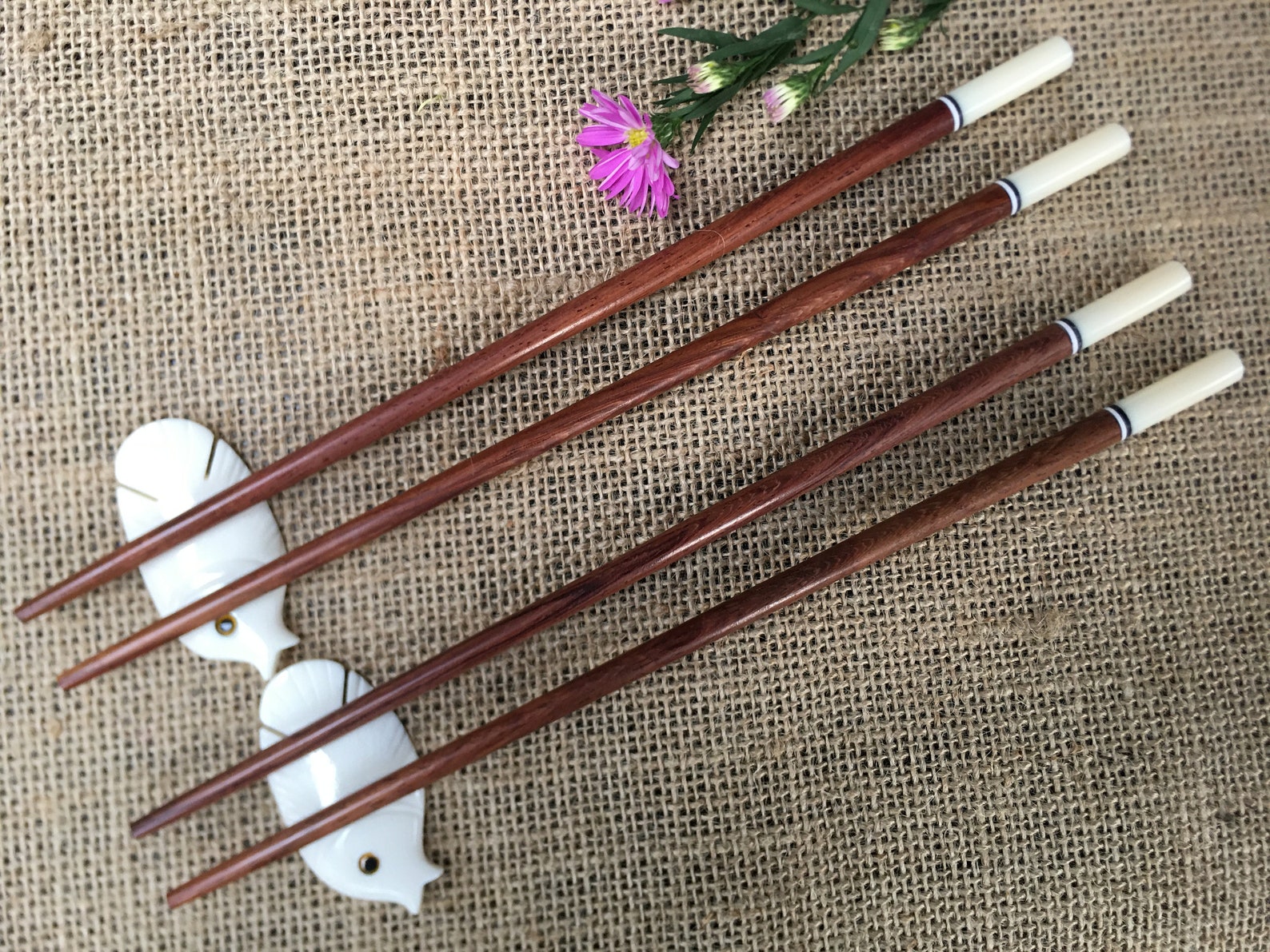 Combo 2 Chopsticks Set With Rests: 2 Pairs of Rosewood - Etsy