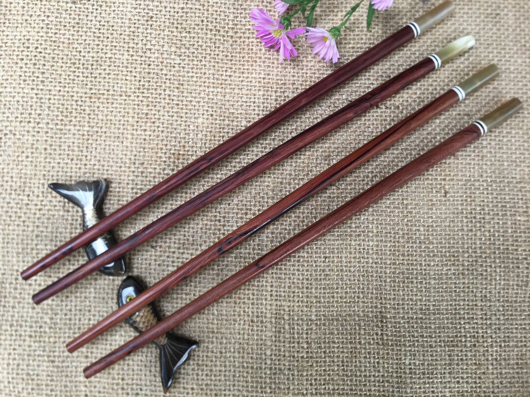 Combo 2 Chopsticks Set With Rests: 2 Pairs of Rosewood Chopsticks and 2 ...