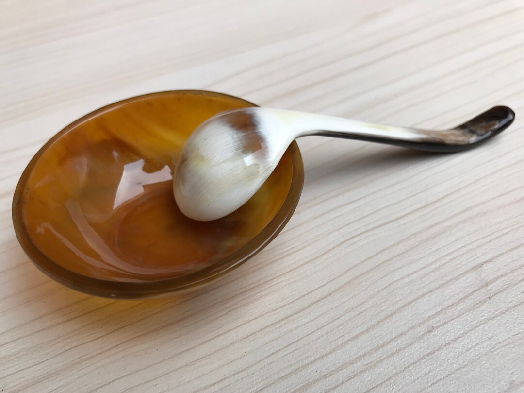 Buffalo Horn Spice Tiny Bowl and Spoon Set, Spice Bowl, Mini Bowl ...