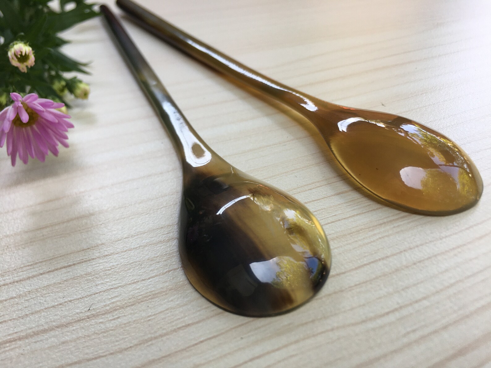 Combo 2 Horn Spoons Buffalo Horn Spoon Handmade Buffalo Horn | Etsy