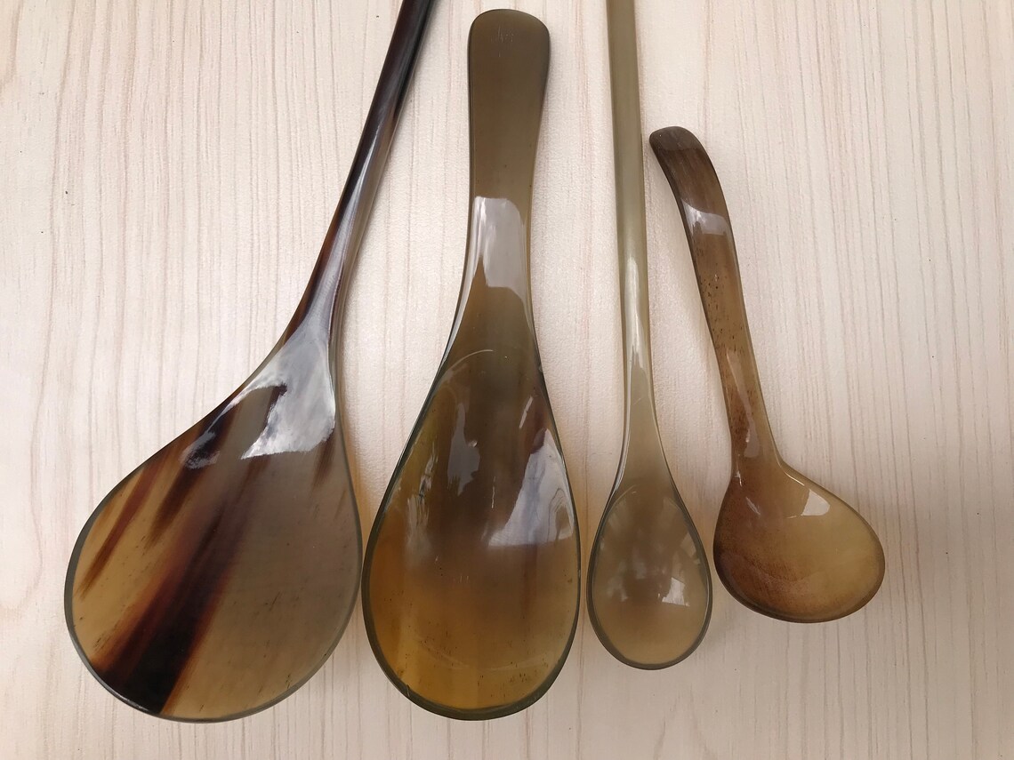 Combo 4 Horn Spoons, Buffalo Horn Spoon, Handmade Buffalo Horn Spoon ...