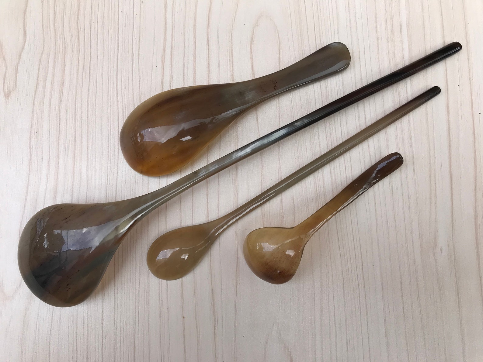 Combo 4 Horn Spoons, Buffalo Horn Spoon, Handmade Buffalo Horn Spoon ...