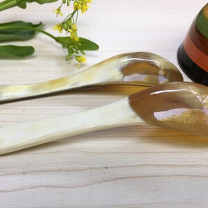 2 Short Handle Spoons, Buffalo Horn Miso Soup Spoon, Horn Miso Spoon ...