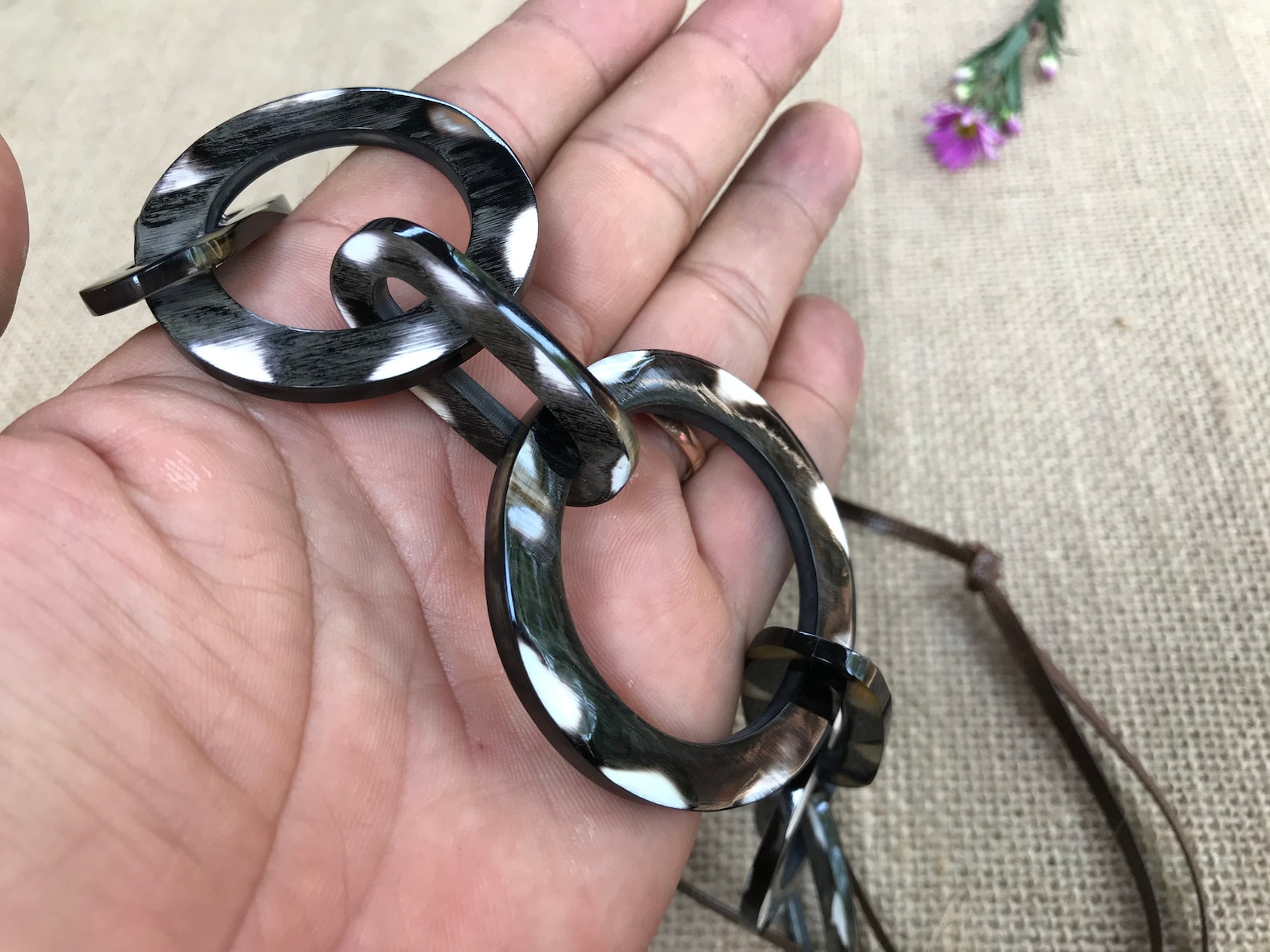 Horn Chain Link Necklace, Buffalo Horn Chain Necklace, Buffalo Horn ...