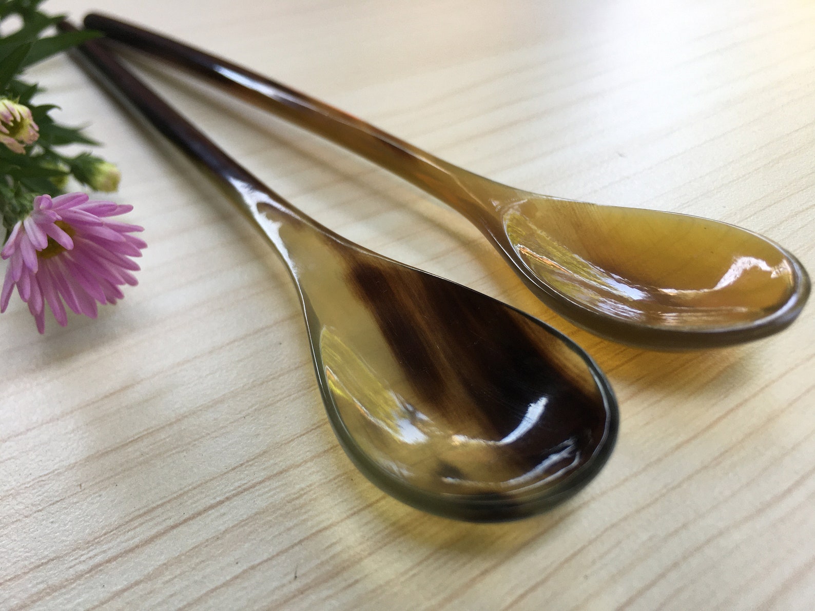 Combo 2 Horn Spoons Buffalo Horn Spoon Handmade Buffalo Horn | Etsy