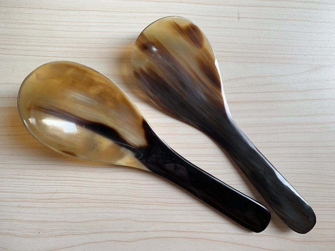 Combo 2 Big Horn Spoons, Buffalo Horn Spoon, Handmade Buffalo Horn ...