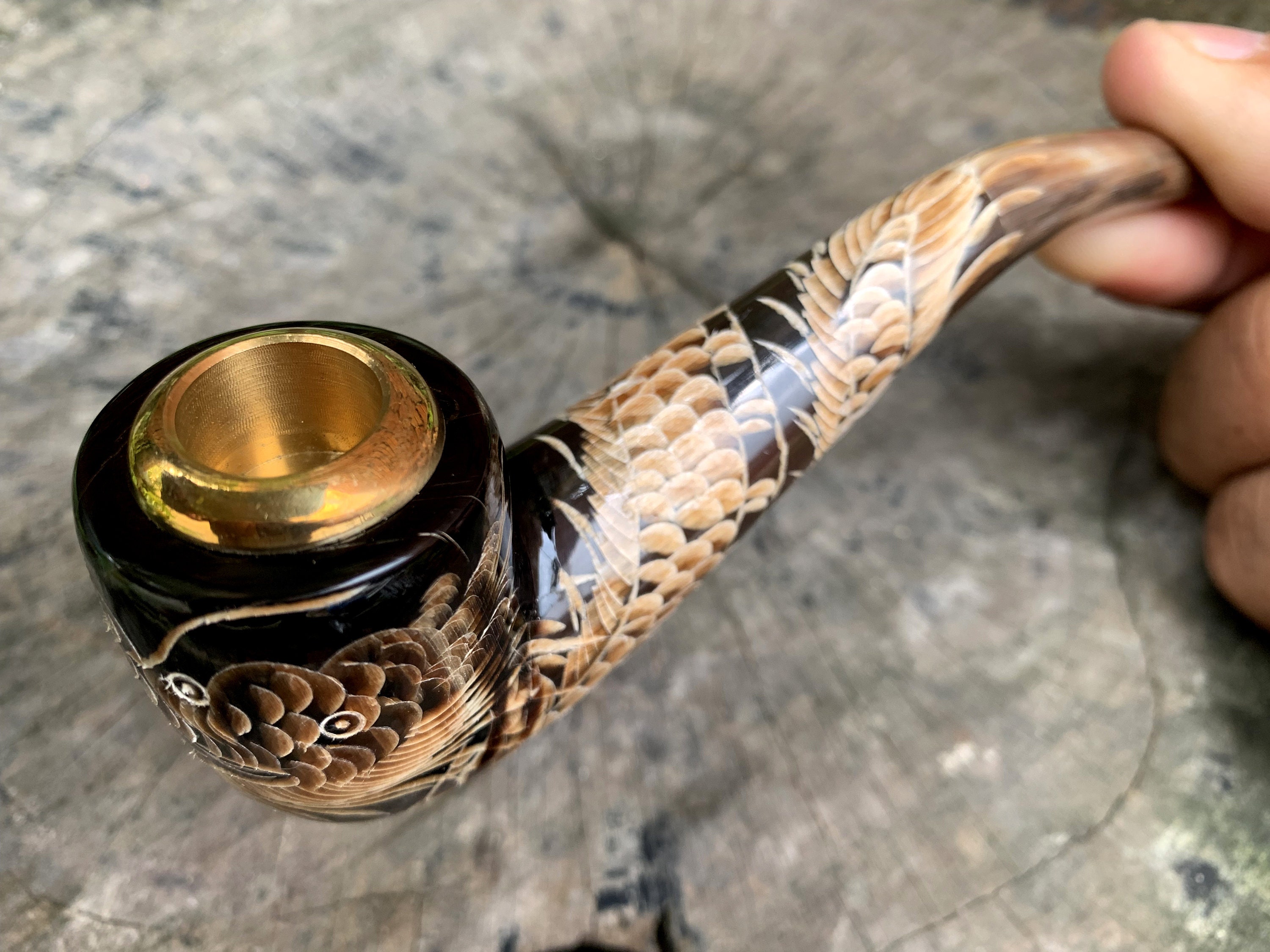Tobacco Pipes Dragon Engraved Pipes for Tobacco Buffalo Horn - Etsy