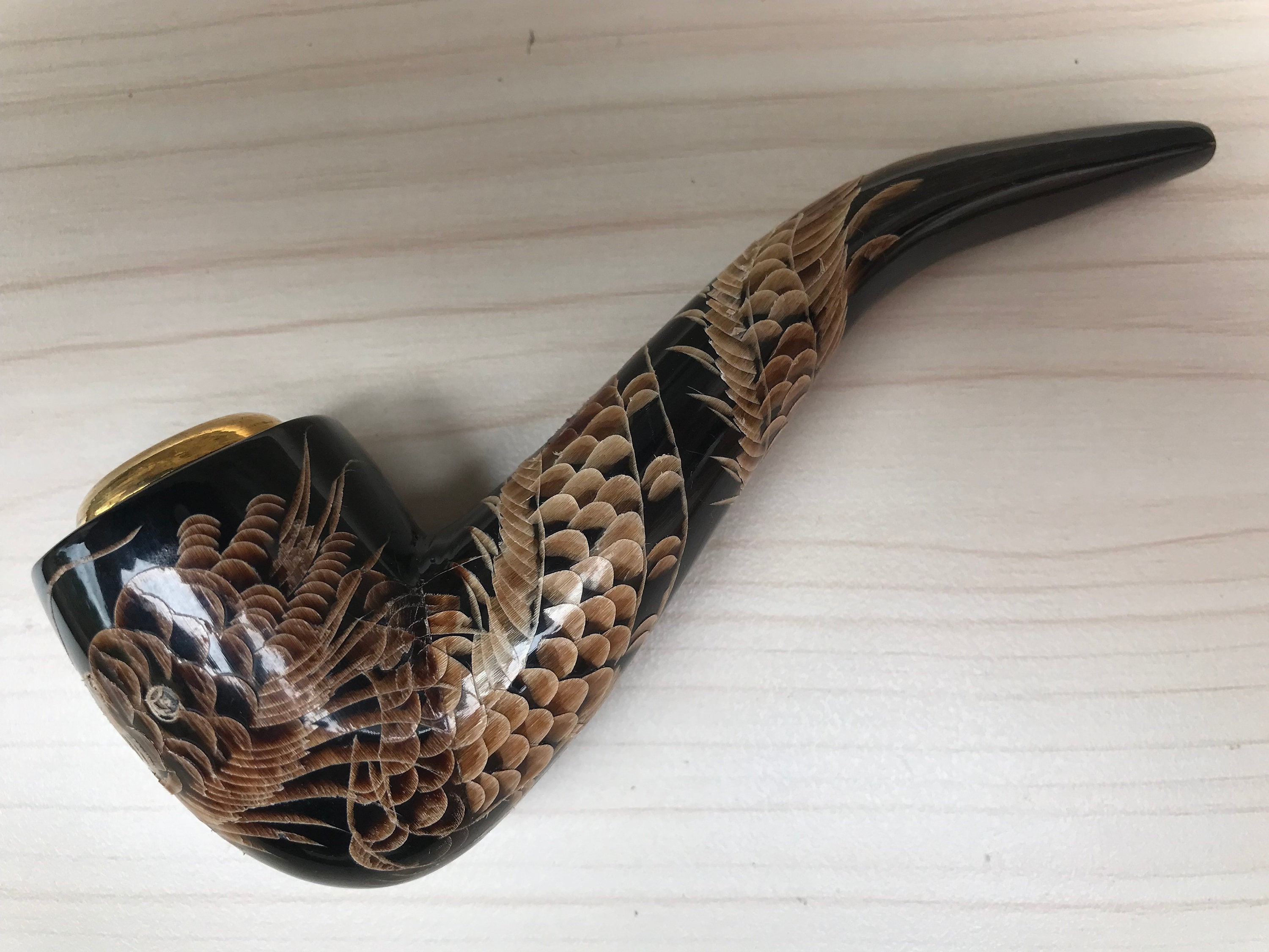 Tobacco Pipes Dragon Engraved Pipes for Tobacco Buffalo Horn - Etsy