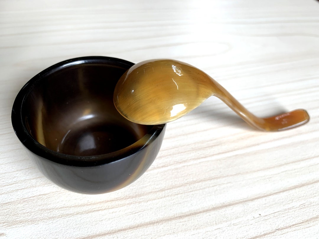 Buffalo Horn Spice Tiny Bowl and Spoon Set, Spice Bowl, Mini Bowl ...