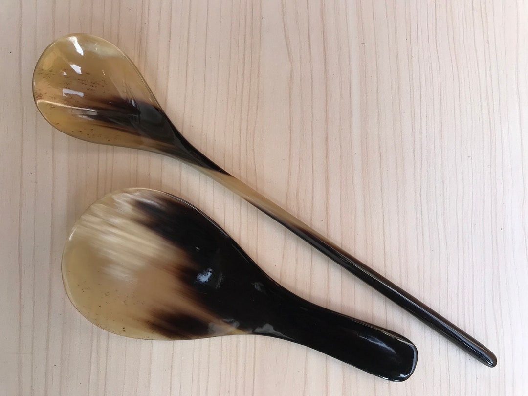 Combo 2 Big Horn Spoons, Buffalo Horn Spoon, Handmade Buffalo Horn ...