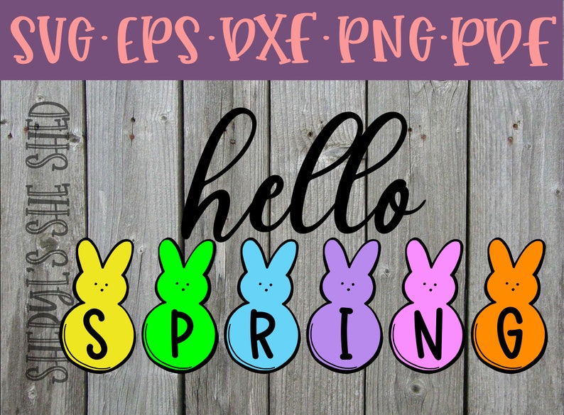 Hello Spring Bunnies Colorful SVG Eps PNG Dxf PDF Digital Cut Files ...