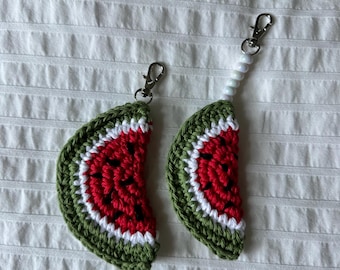 Watermelon Keychain,amigurimi Fruit Keychain, Watermelon Slice Keyring ...