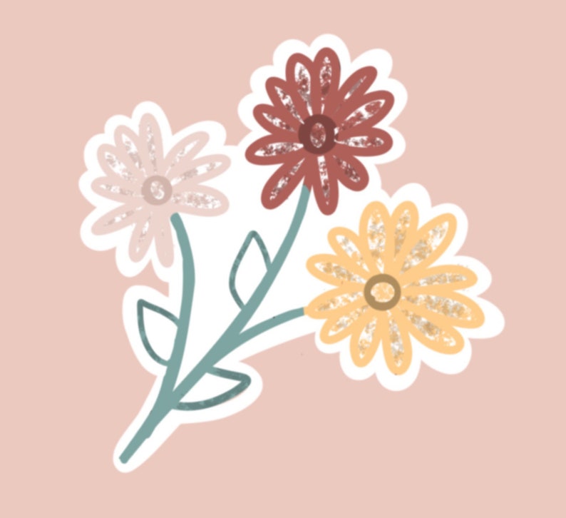 Artsy Simple Flower Sticker | Etsy
