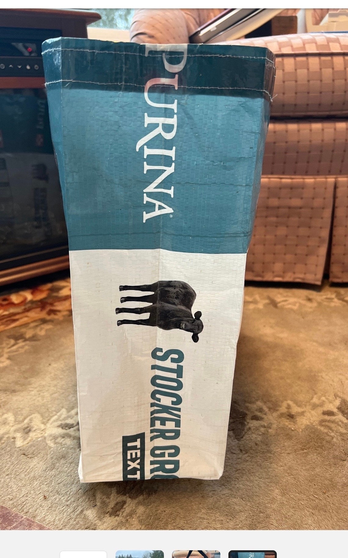 Upcycle Farm Feed Bag Tote With Cloth Handles Cow, Horse, Chicken, Farm ...