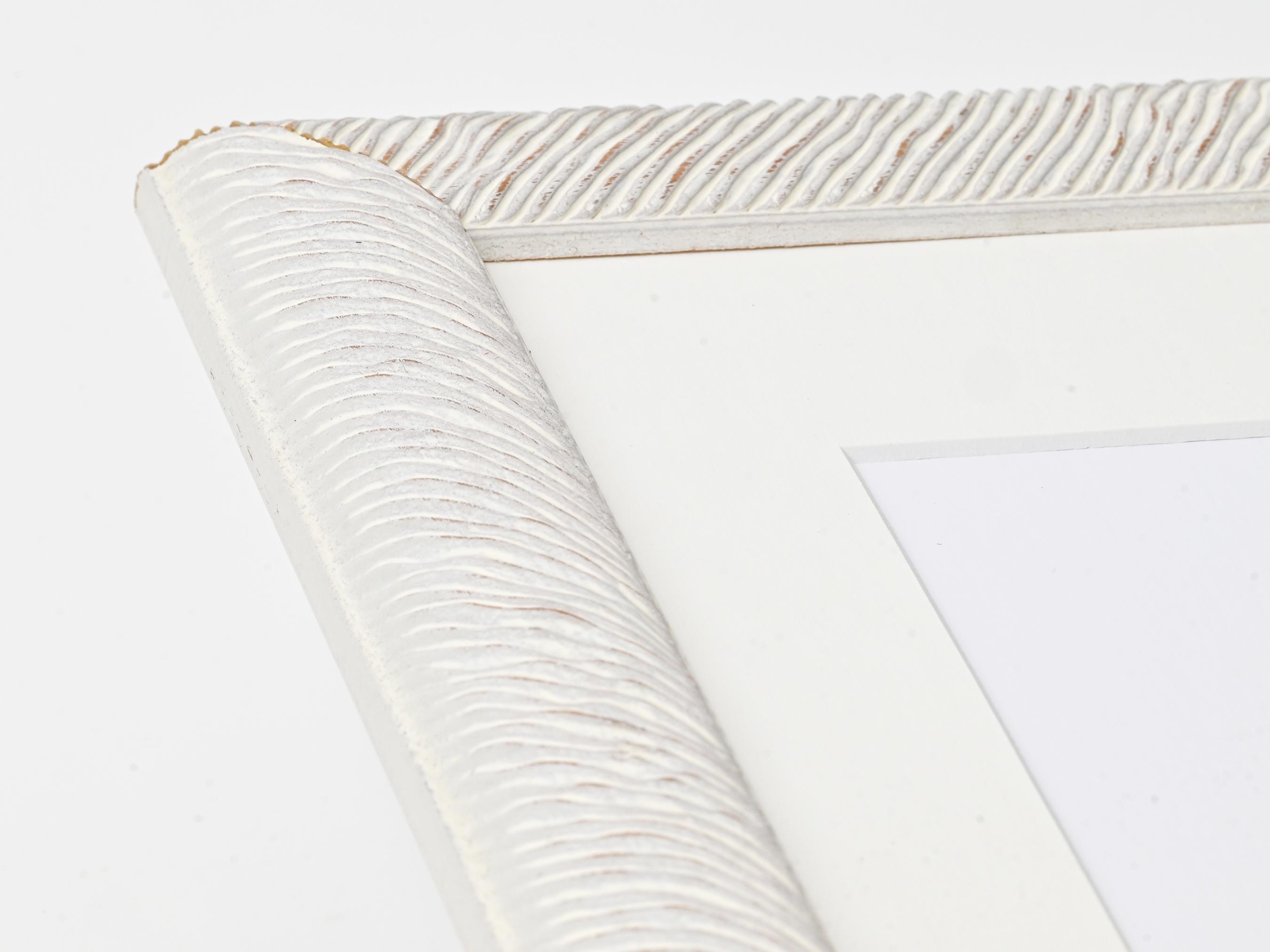 White Distressed Wood Picture Frame: Rounded Wave Pattern, Nautical ...