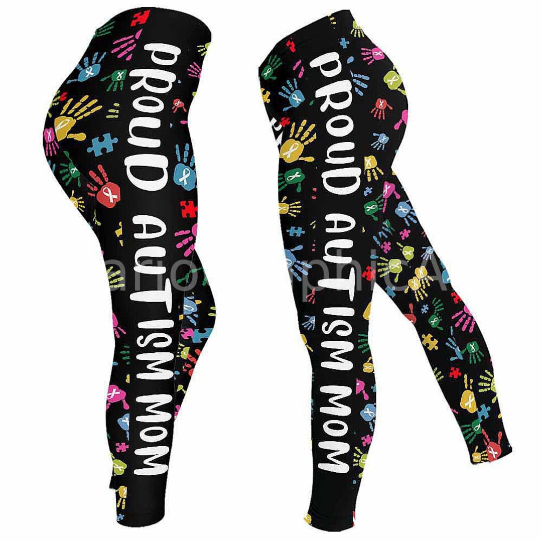 Autism Awareness Ribbon Leggings for Women. Proud Autism Mom - Etsy