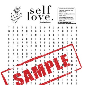 Self Love and Self Care Inspired Word Search Set of 2! - Instant ...