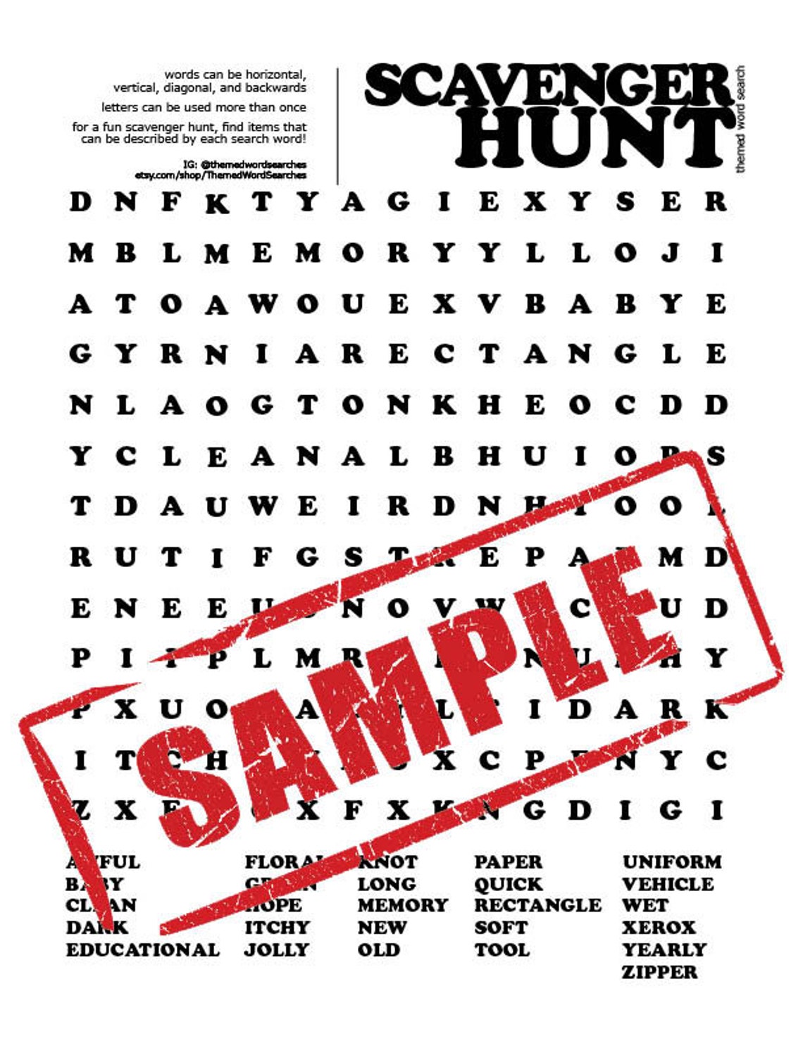 ALPHABET PRACTICE: Scavenger Hunt Word Searches 2 pack Set | Etsy