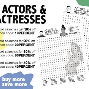 Actors and Actresses (recent) Inspired Word Searches 2 Pack - Set of 2 ...