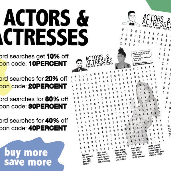Actors Word Search - Etsy Australia