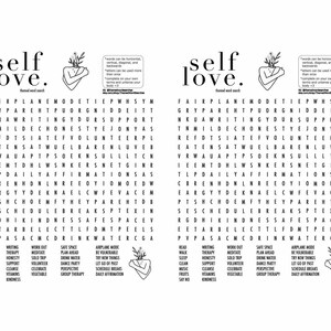 Self Love and Self Care Inspired Word Search Set of 2! - Instant ...