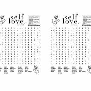 Self Love and Self Care Inspired Word Search Set of 2! - Instant ...
