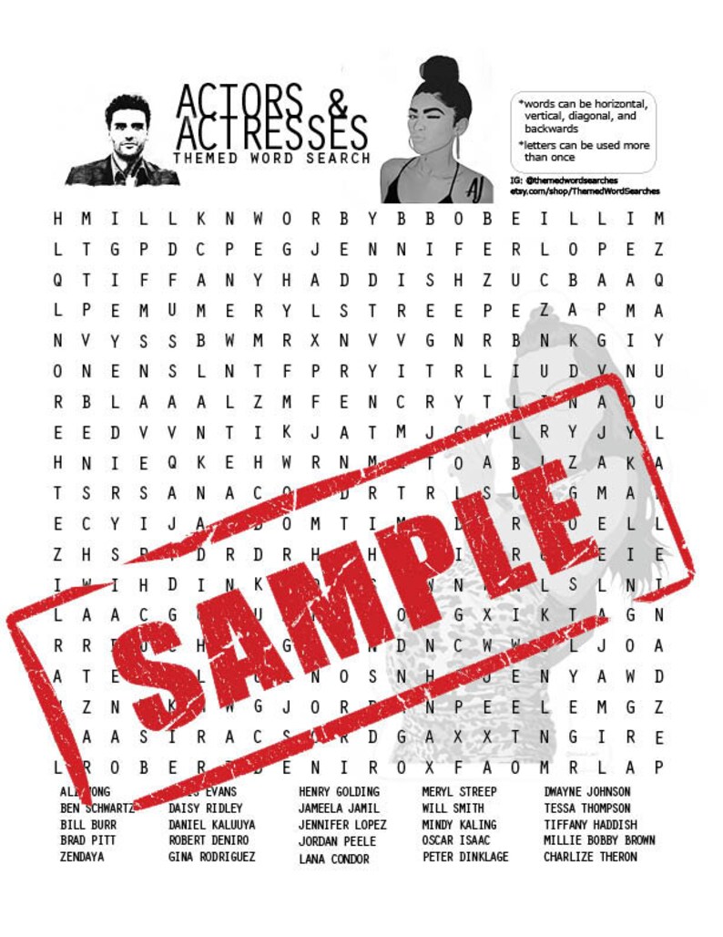 Actors and Actresses (recent) Inspired Word Searches 2 Pack - Set of 2 ...