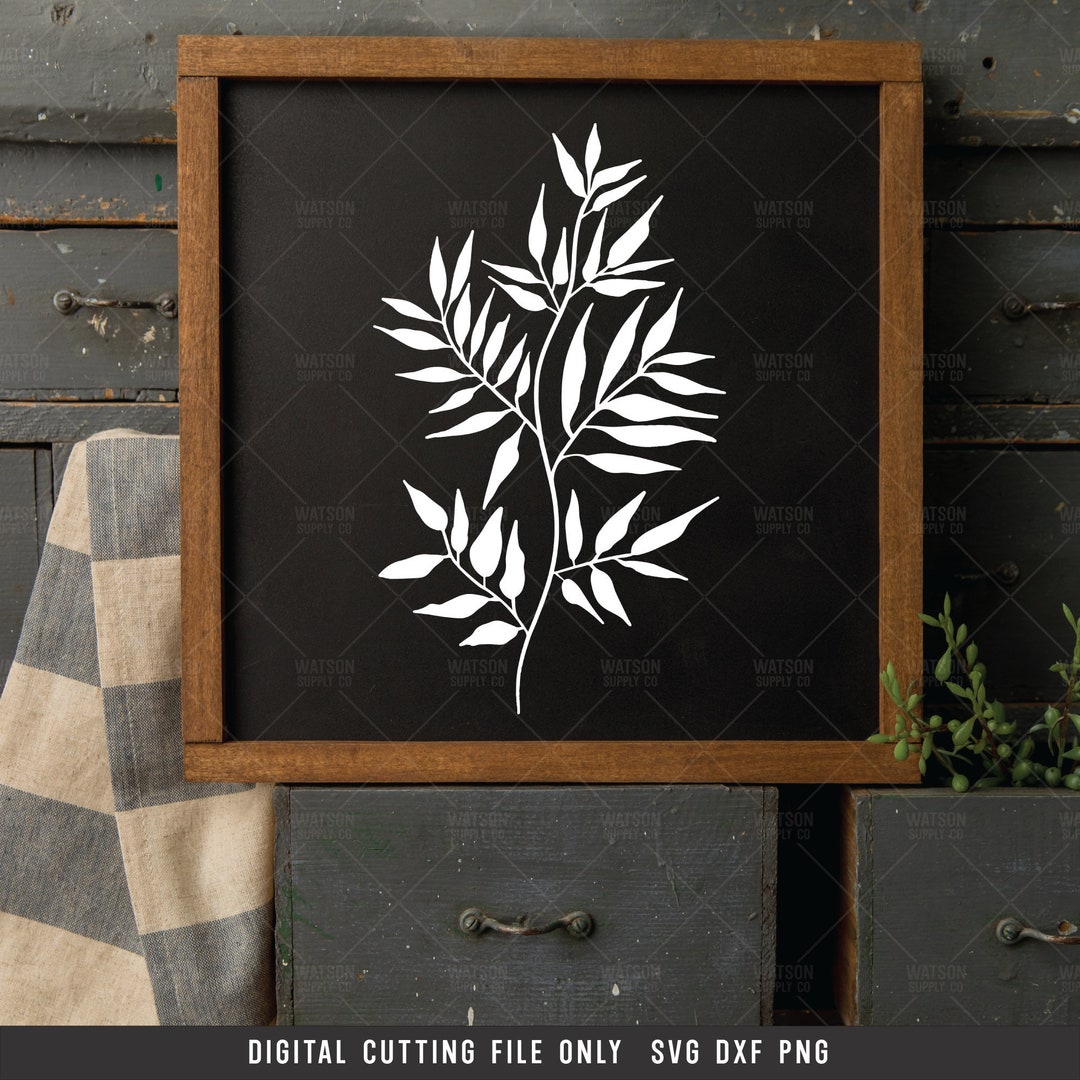Leaf Branch SVG PNG DXF Digital Cut File, Botanical, Leafy, Tree Branch ...