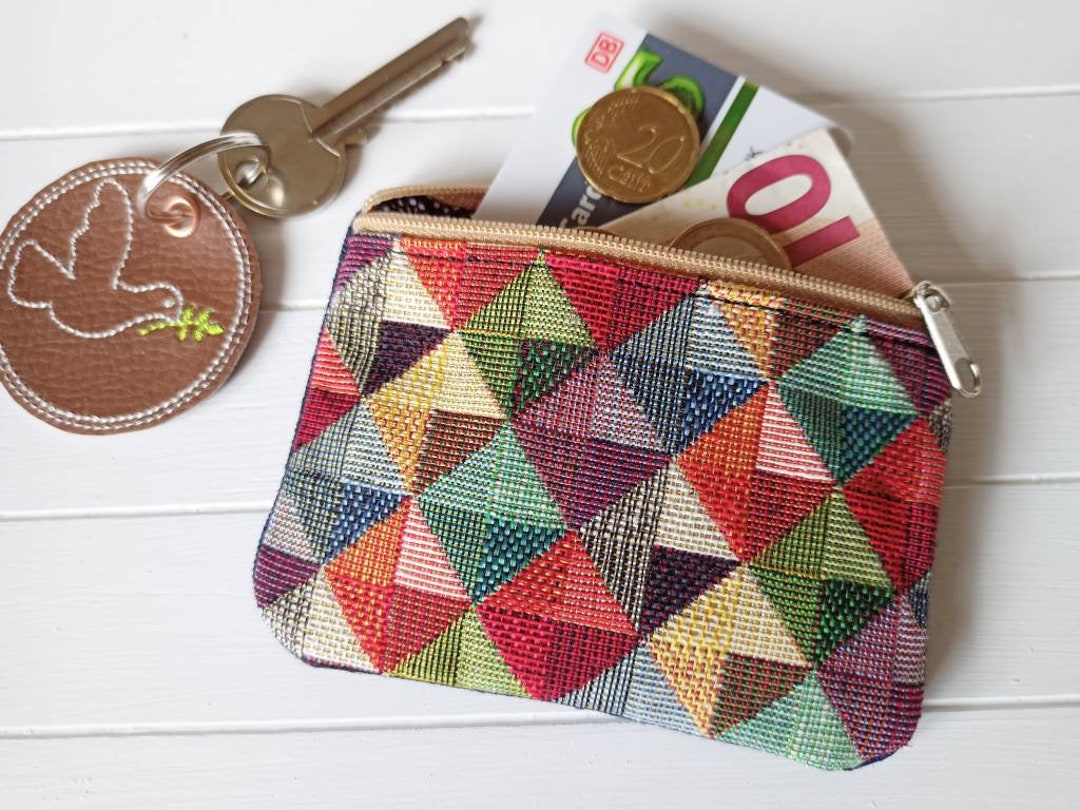 Mini Geldbeutel aus Gobelin und Kunstleder Geldbörse Kartentasche ...