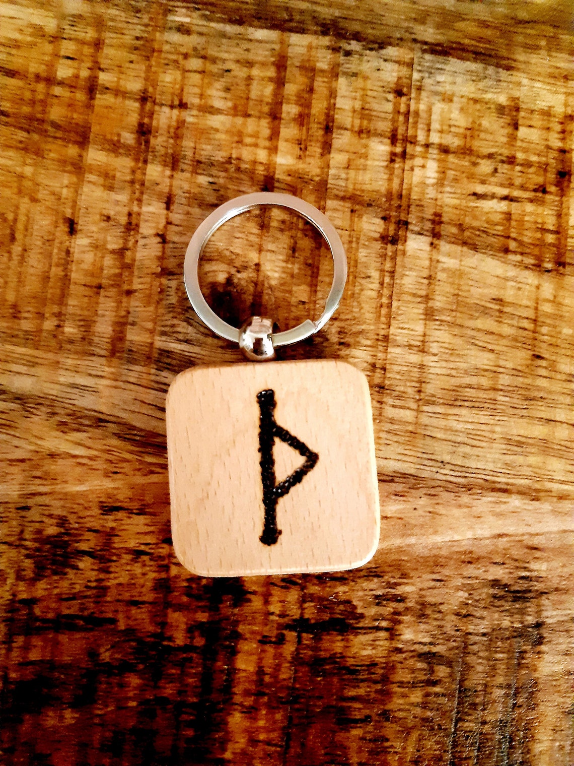 Thurisaz Elder Futhark Rune Wood Burned Keychain, Handmade Viking ...