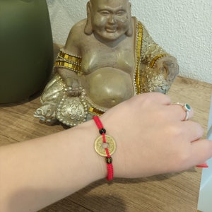 Red Feng Shui Coin Ancient Chinese Bracelet for Good Luck Gifts, Red ...
