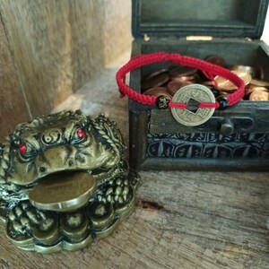 Red Feng Shui Coin Ancient Chinese Bracelet for Good Luck Gifts, Red ...