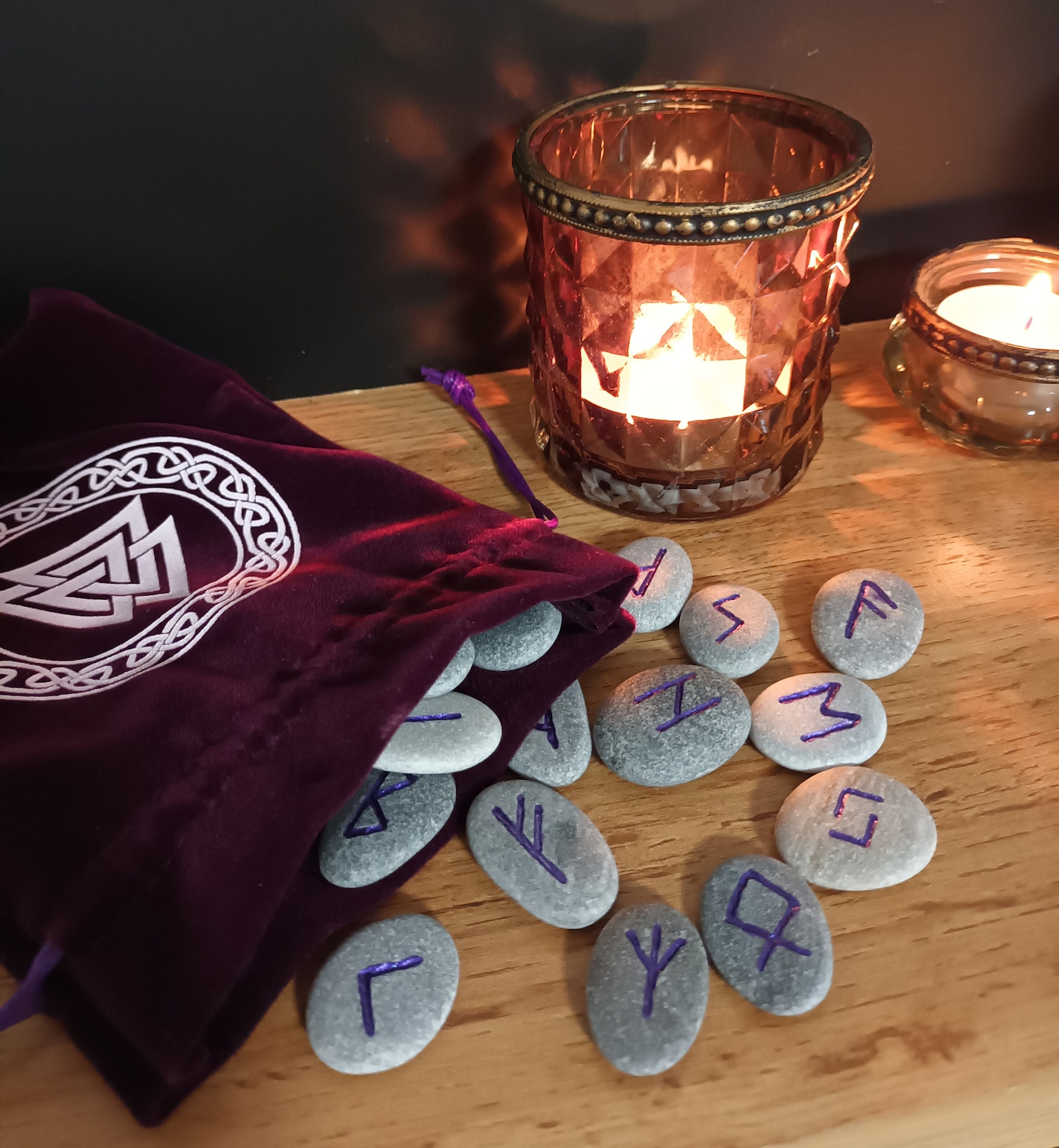 Elder Futhark Rune Set, Handmade Mediterranean Stones Runes, Hand Carved Runes Set, Viking Runes ...