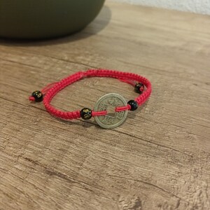 Red Feng Shui Coin Ancient Chinese Bracelet for Good Luck Gifts, Red ...
