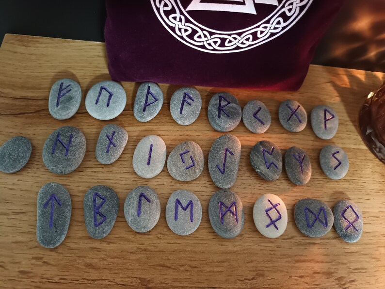 Elder Futhark Rune Set, Handmade Mediterranean Stones Runes, Hand ...