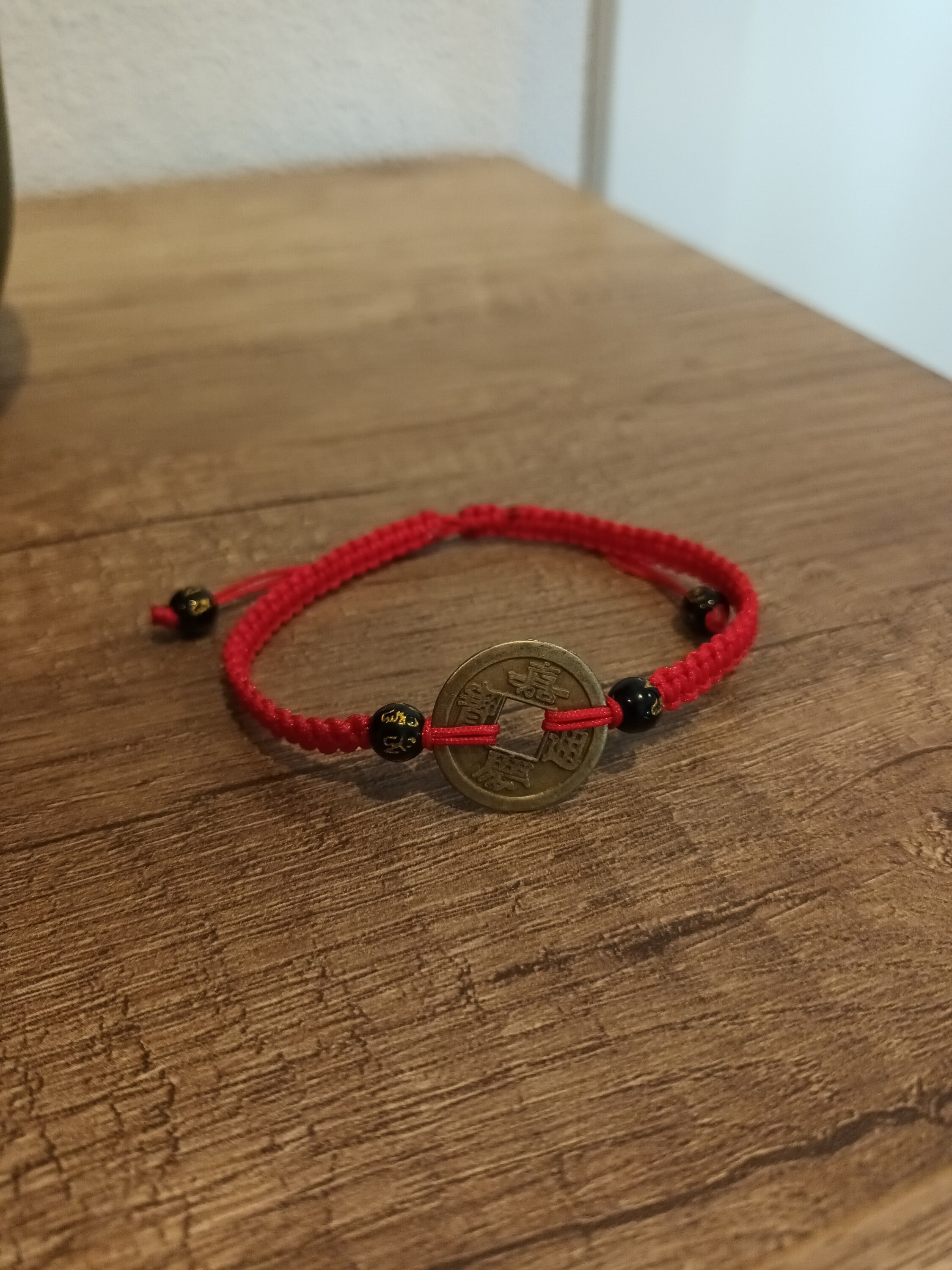 Red Feng Shui Coin Ancient Chinese Bracelet for Good Luck Gifts, Red ...