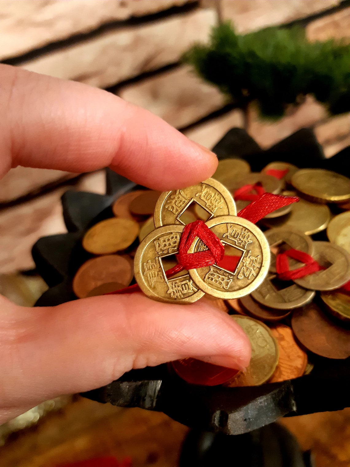 Feng Shui Money Luck Talisman 3-coins Tied Attract Wealth - Etsy