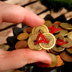 Feng Shui Money Luck Talisman 3-coins Tied Attract Wealth Lucky Charm ...
