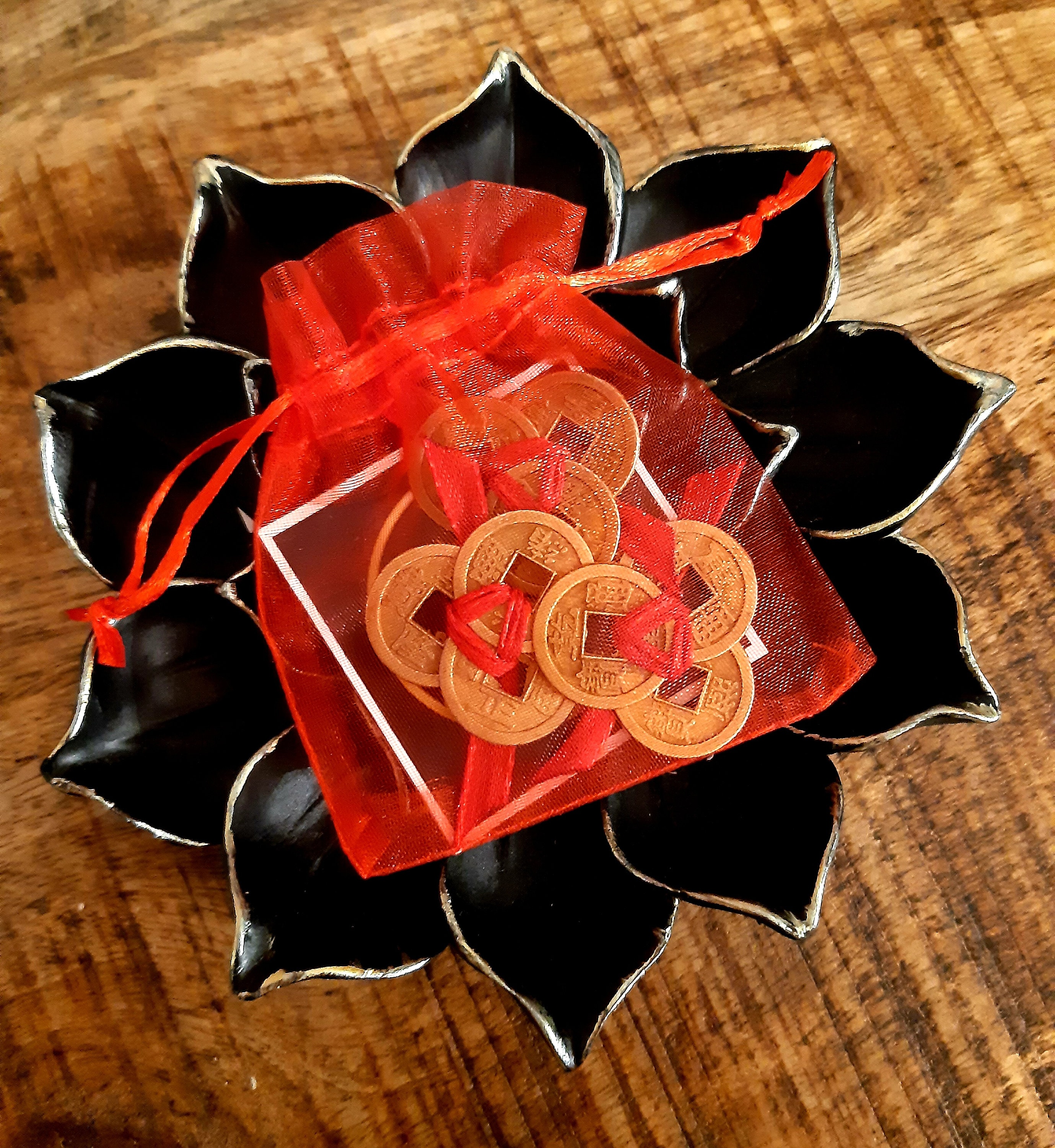 Feng Shui Money Luck Talisman 3-coins Tied Attract Wealth - Etsy