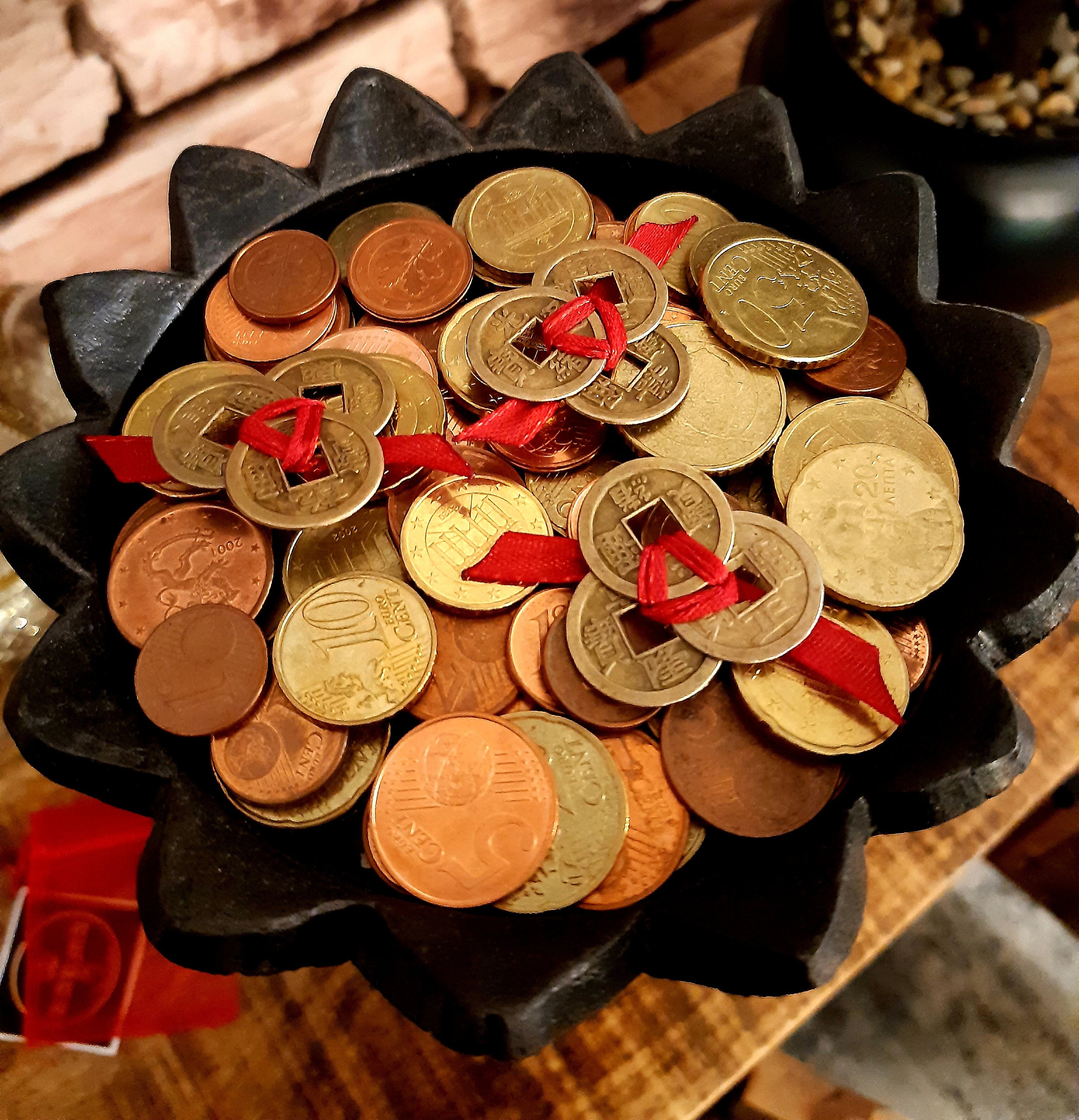 Feng Shui Money Luck Talisman 3-coins Tied Attract Wealth Lucky Charm ...