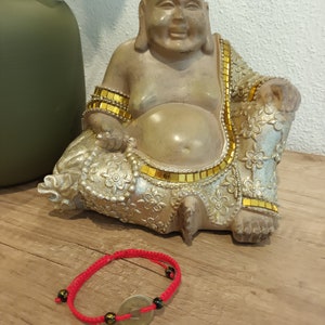 Red Feng Shui Coin Ancient Chinese Bracelet for Good Luck Gifts, Red ...