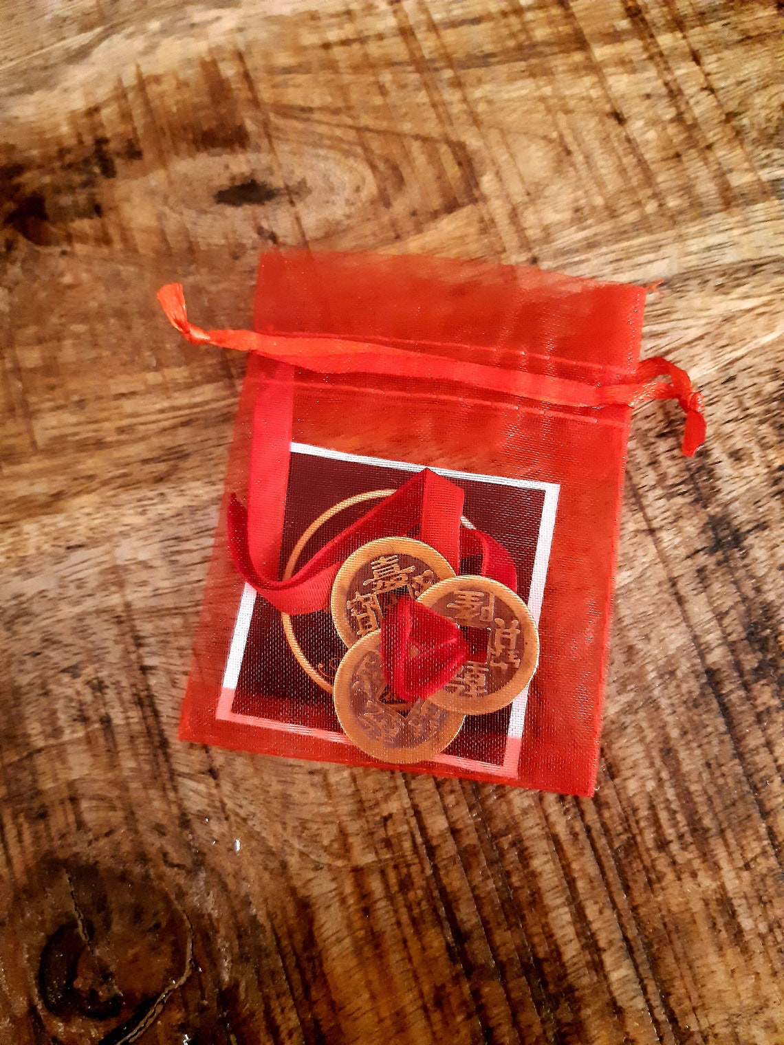 Feng Shui Money Luck Talisman 3-coins Tied Attract Wealth | Etsy