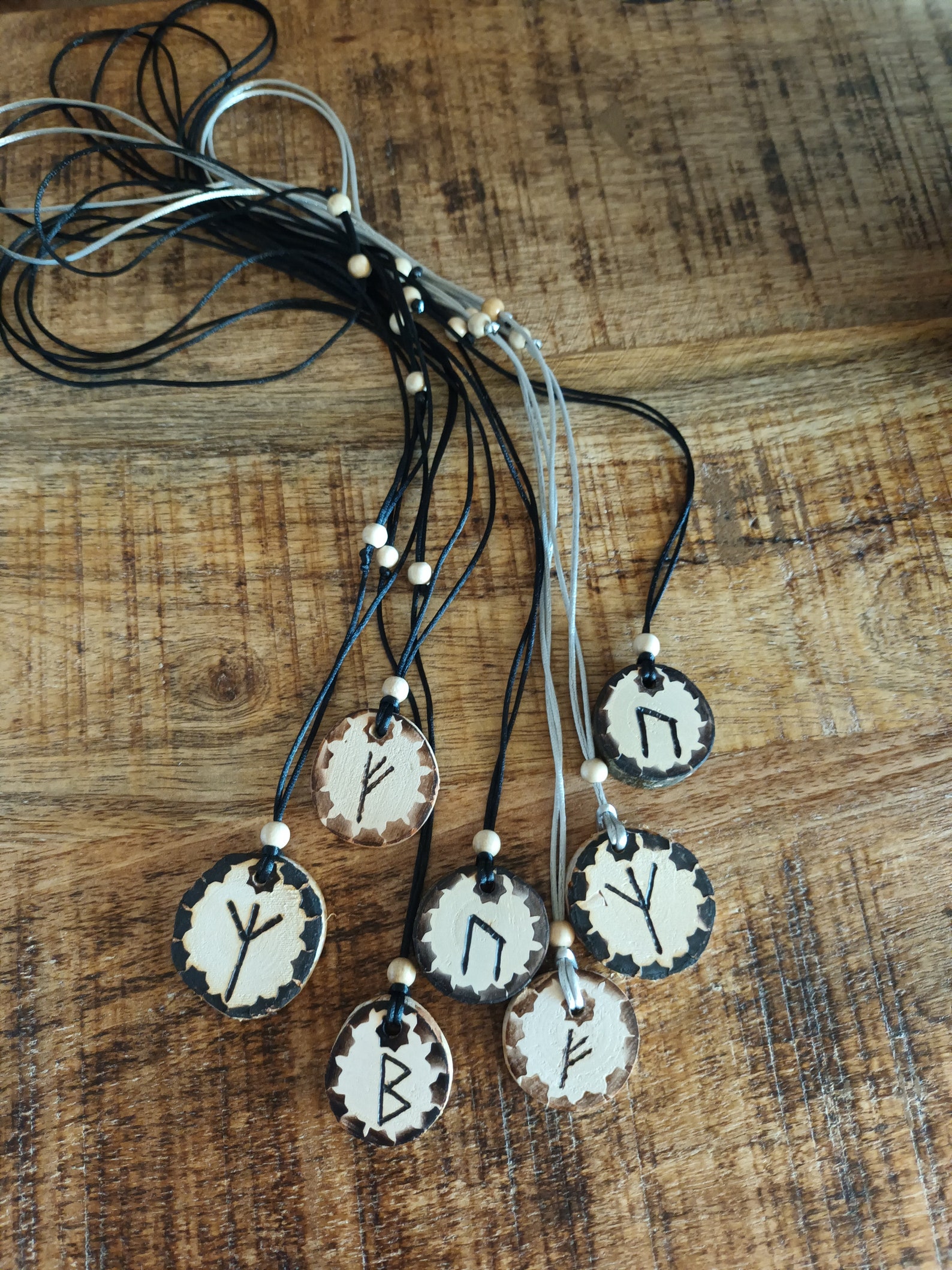 Handmade Wooden Futhark Viking Rune Pendant on Necklace Cord Elder ...