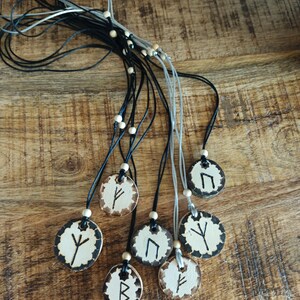 Handmade Wooden Futhark Viking Rune Pendant on Necklace Cord Elder ...