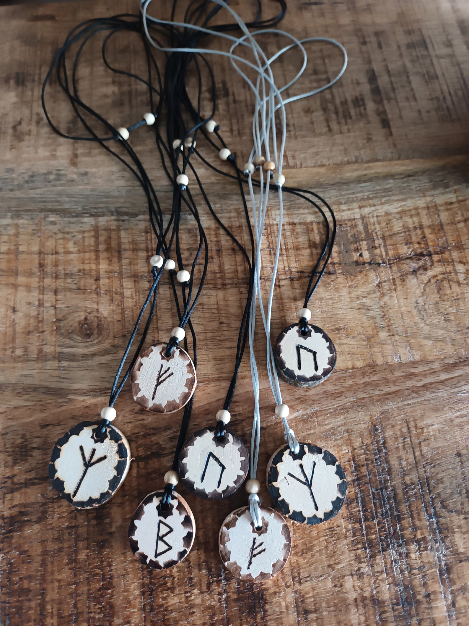 Handmade Wooden Futhark Viking Rune Pendant on Necklace Cord Elder ...