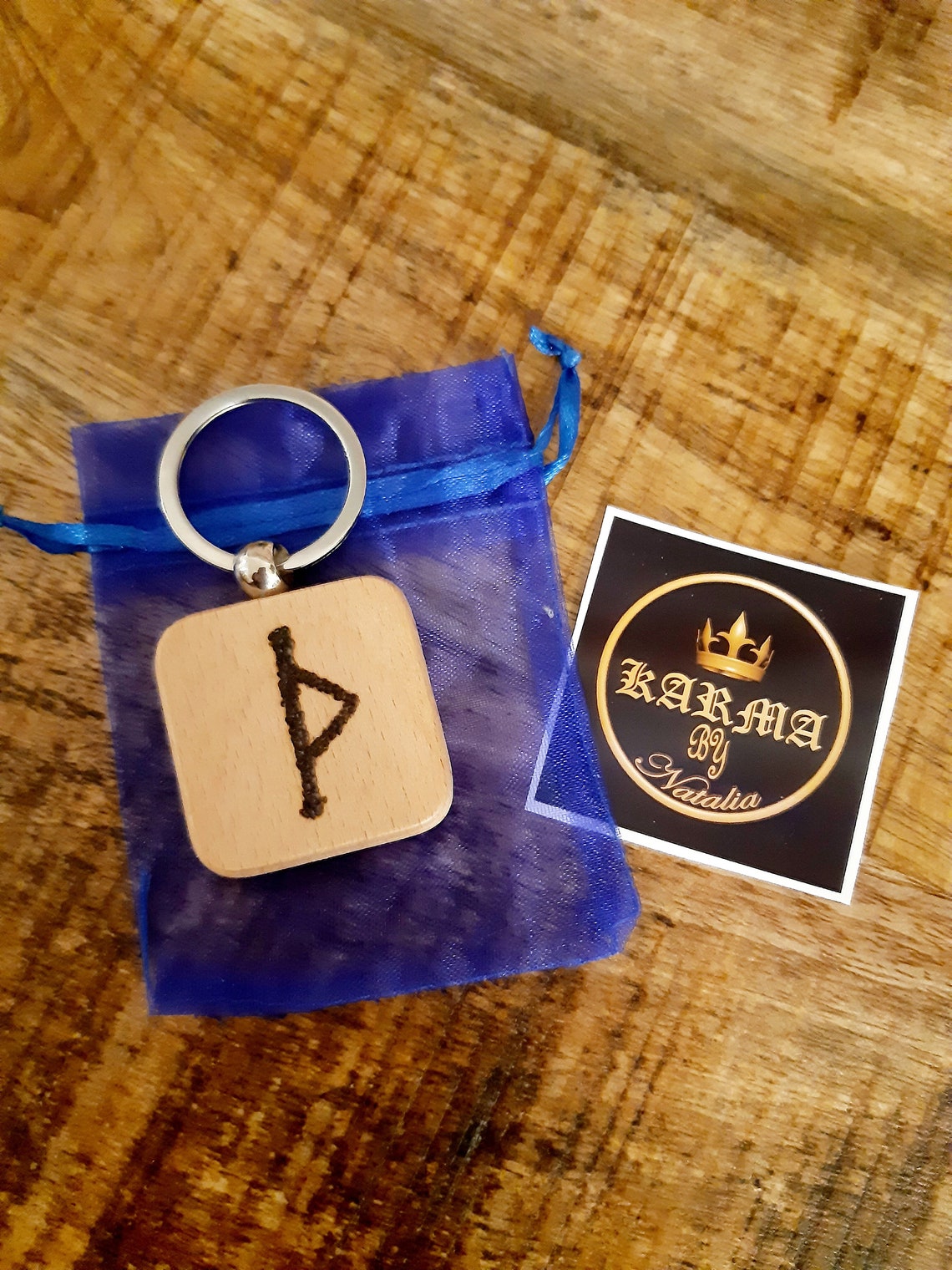 Thurisaz Elder Futhark Rune Wood Burned Keychain, Handmade Viking ...
