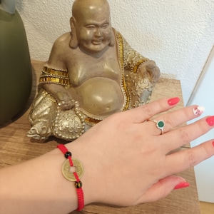 Red Feng Shui Coin Ancient Chinese Bracelet for Good Luck Gifts, Red ...