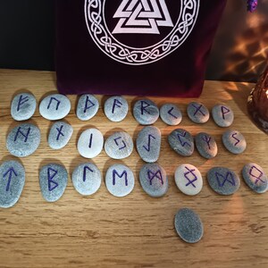 Elder Futhark Rune Set, Handmade Mediterranean Stones Runes, Hand ...