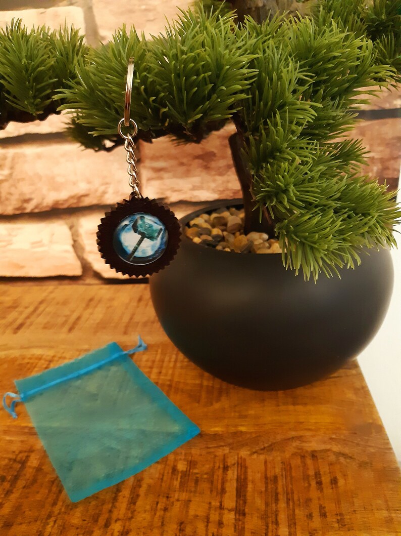 Thor's Hammer Keychain Thor Marvel Glass Cabochon Key - Etsy