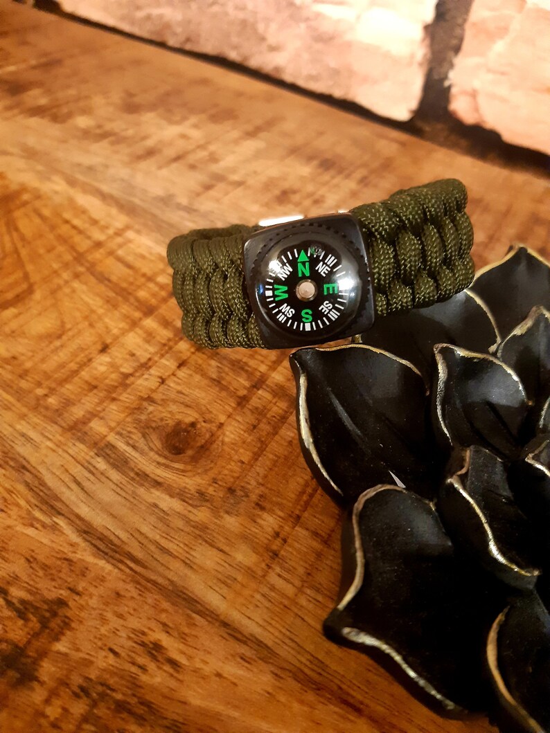 Compass Paracord Bracelet Military Style Bracelet Survival Etsy